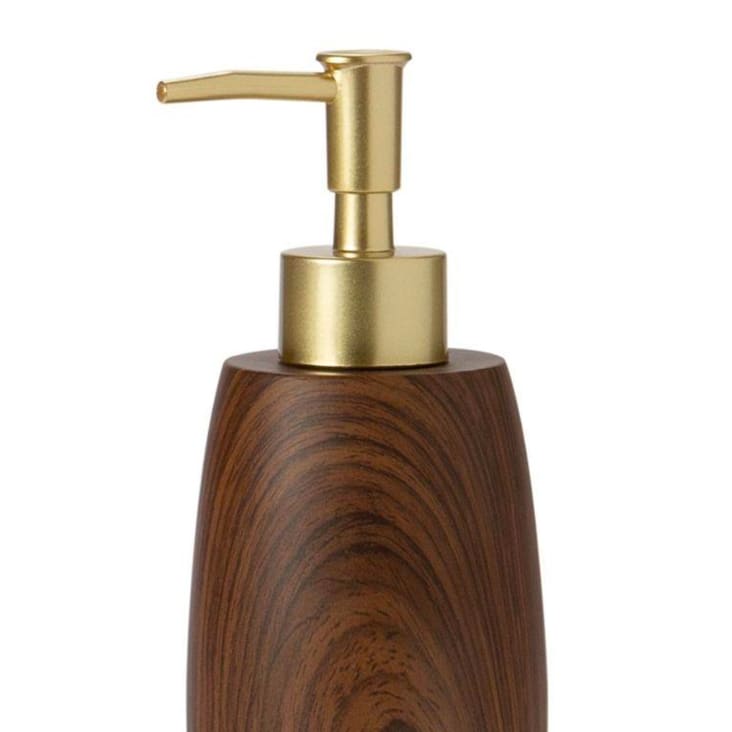 Distributeur de savon résine effet bois et doré | Maisons du Monde