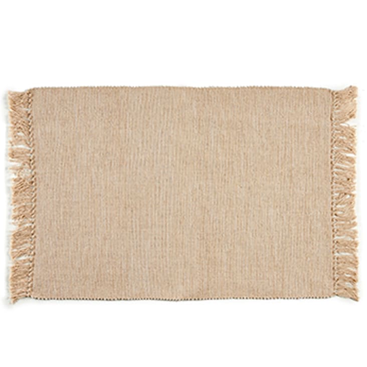 Tapis descente de lit en coton beige naturel 50x80cm | Maisons du Monde