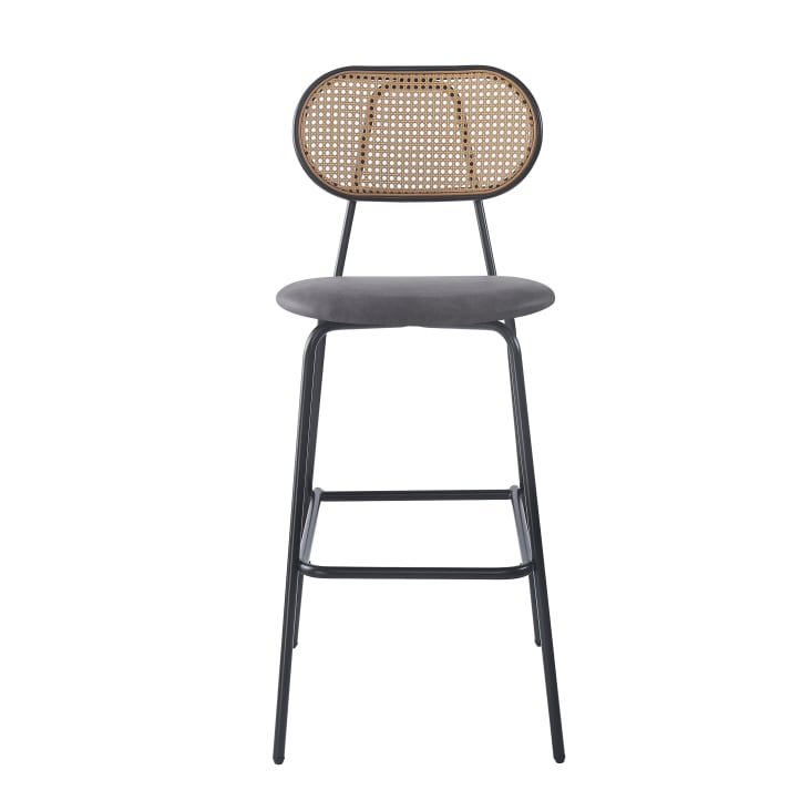 Barhocker (2er Set) aus Metall und Rattan Schwarz | Maisons du Monde