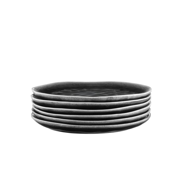 Lot de 6 assiettes plates en grès noir D28.5 Moon | Maisons du Monde