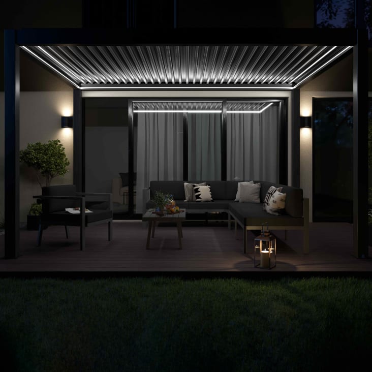 Pérgola bioclimática autoportante motorizada de 3x4m y 2 toldos Kavala ...