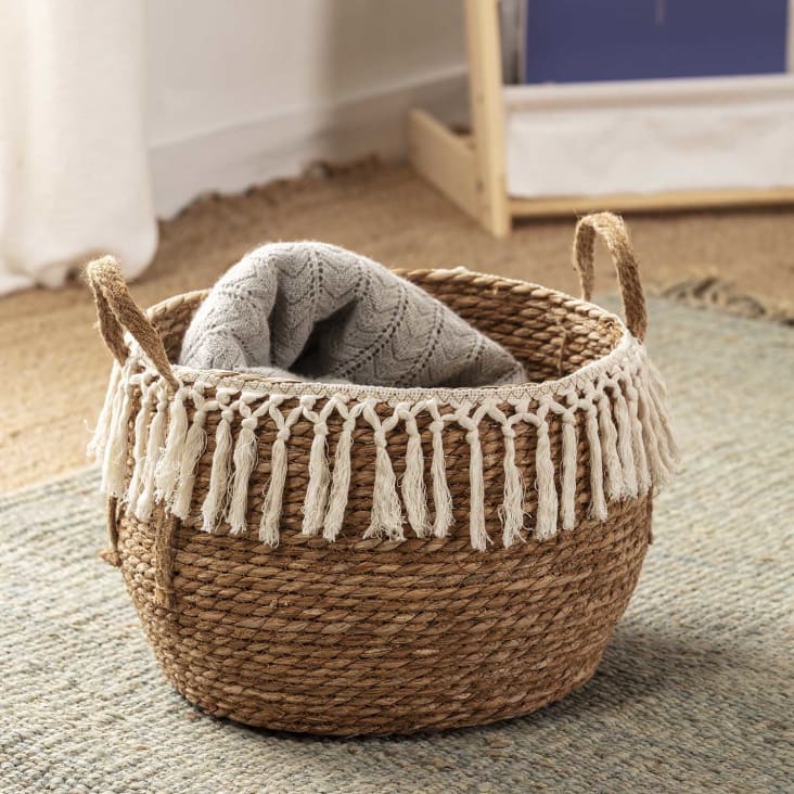 Set de 3 paniers fibre naturelle, blanc/naturel JULA | Maisons du Monde