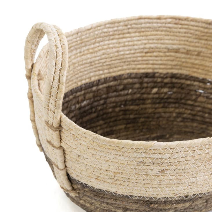 Set de 3 paniers fibre naturelle, blanc/marron XIANA | Maisons du Monde