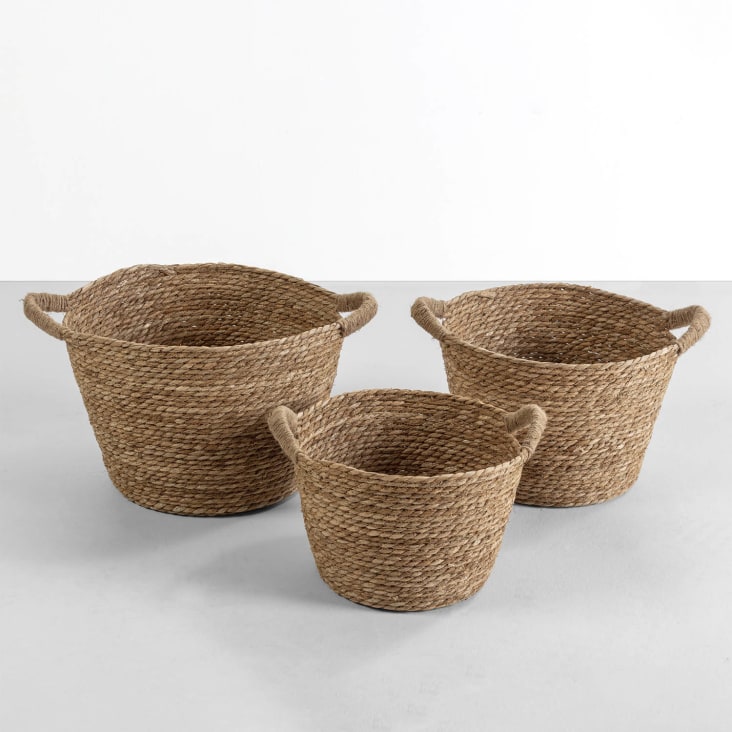 Set de 3 paniers fibre naturelle avec anses ICIA | Maisons du Monde
