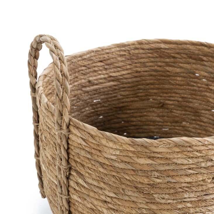 Set de 3 paniers fibre naturelle, bleu/naturel IRIA | Maisons du Monde