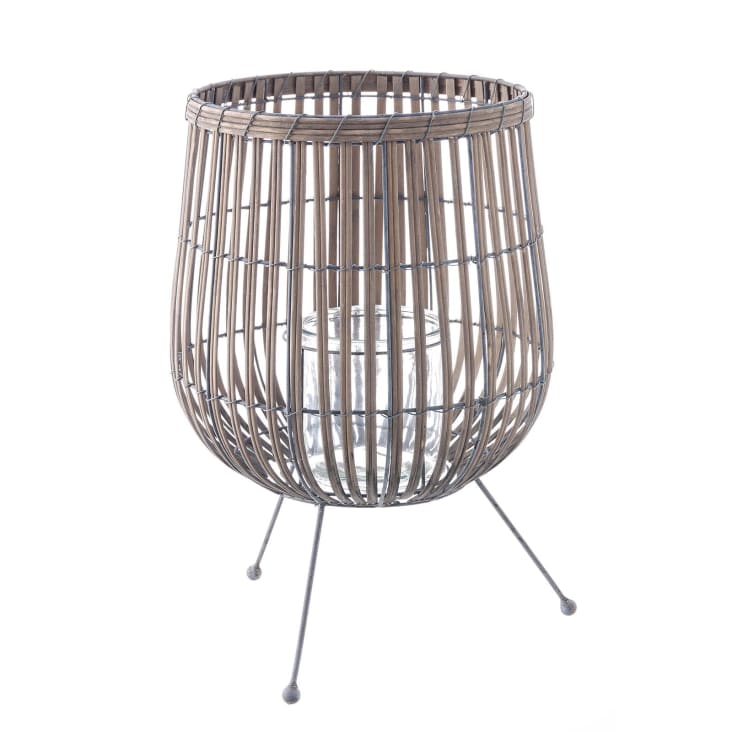 Lanterna con tre piedi da esterno in vimini beige h21 cm RABAT ...