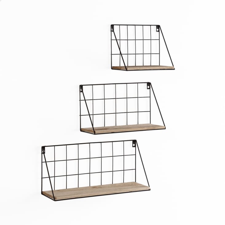 Set di 3 mensole da muro in metallo nero AMEDE | Maisons du Monde