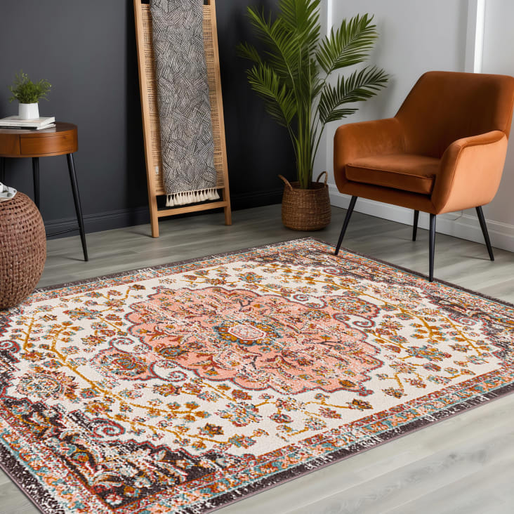 Tapis Vintage Oriental Rose/Blanc 160x213 Celia | Maisons du Monde