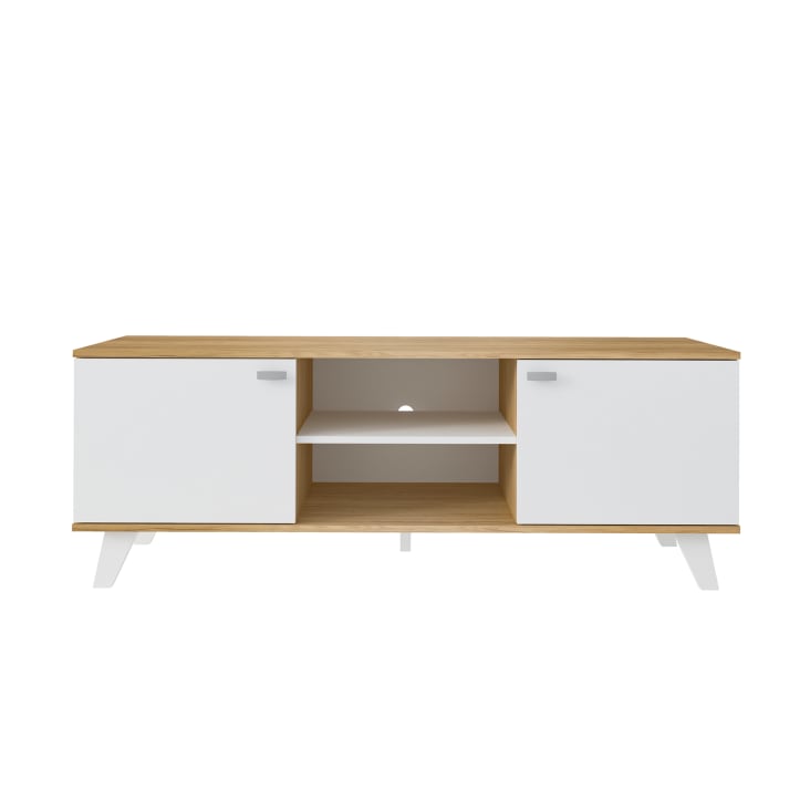Mueble tv turquia mdf lacado roble/blanco texturizado con 2 puertas ...