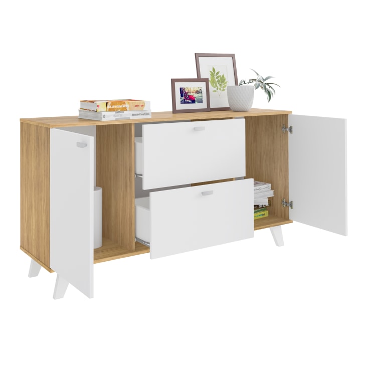 Aparador turquia mdf lacado roble/blanco texturizado con 2 puertas ...