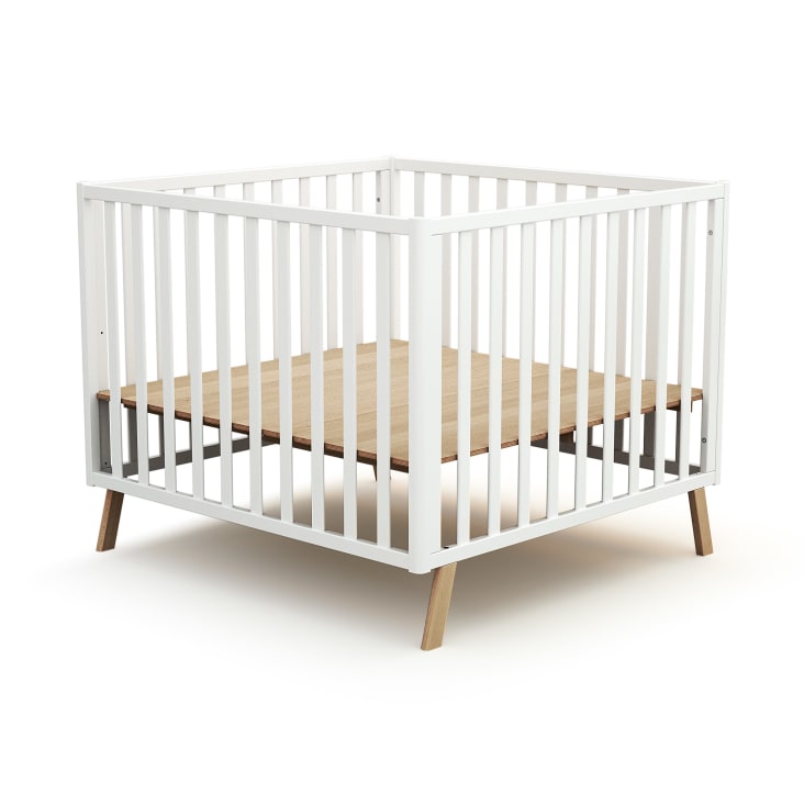 Parque infantil de madera convertible en madera blanco 100 x 100 cm ...