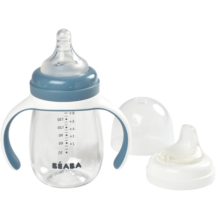 Biberon d'apprentissage 2 en 1 en tritan Windy blue (210 ml ...