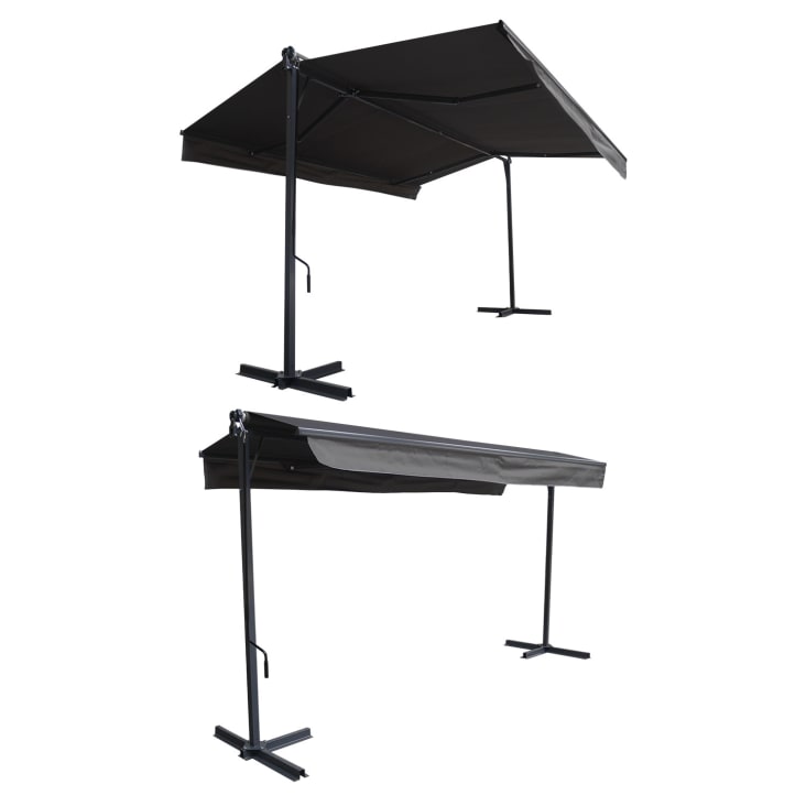 Store double pente sur pieds 3,95 x 3 m toile anthracite Frene ...