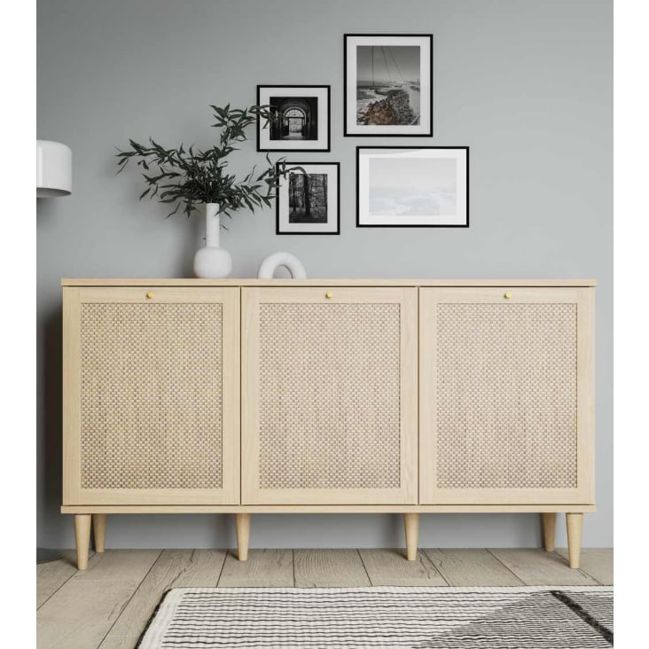 Aparador 3 puertas ratán vinílico 149,8x89,8x41,4 cm DEKA | Maisons du ...