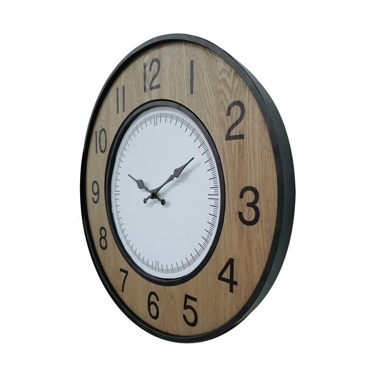 Reloj grande de madera y metal marrón, negro y blanco D.50 cm | Maisons ...