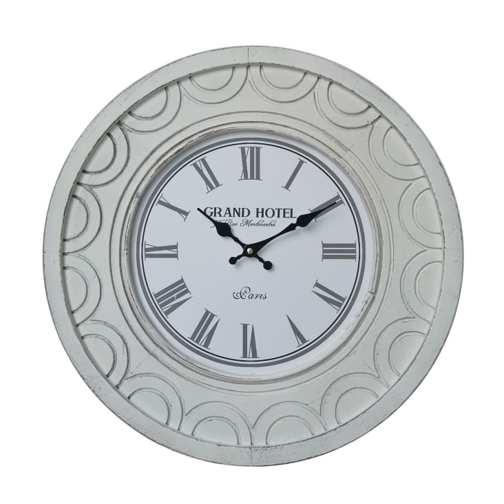 Reloj tallado con números romanos en madera blanco D.50 cm | Maisons du ...