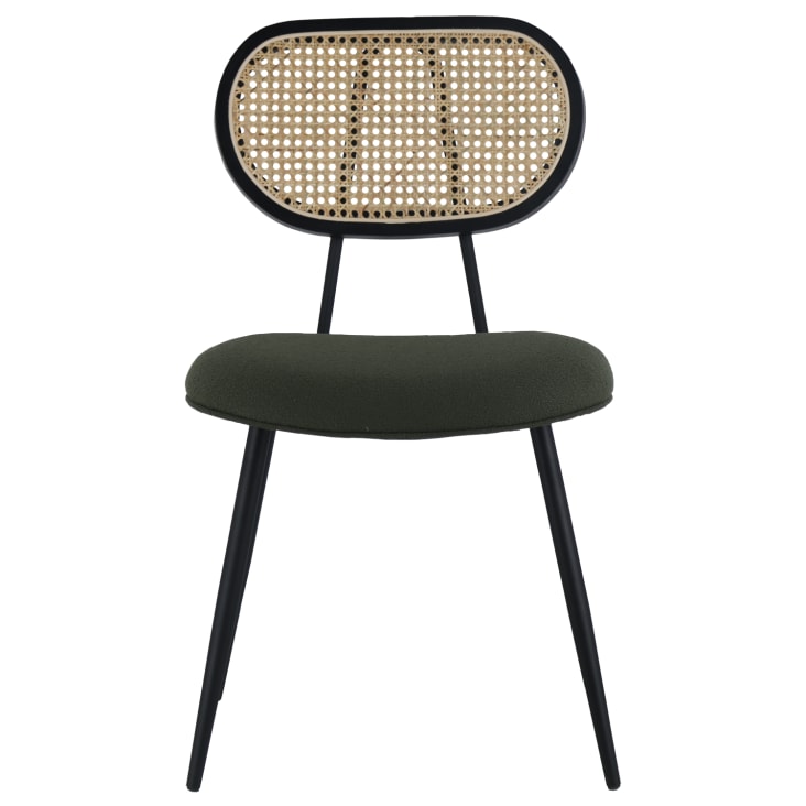 Set di 2 sedie in canna e tessuto loop verde cachi Elena | Maisons du Monde