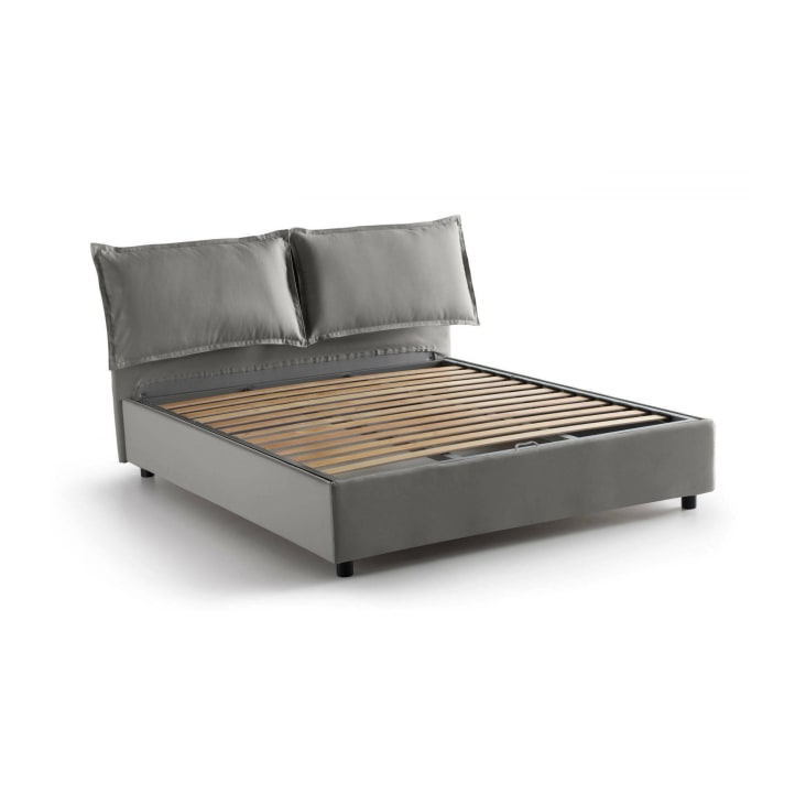 Lit double en tissu gris 160x200 cm Aris | Maisons du Monde
