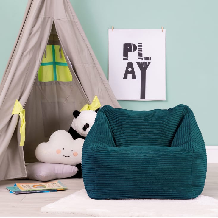 Flauschiger Sitzsack-Sessel für Kinder aus Cord, Grün Natalia | Maisons ...
