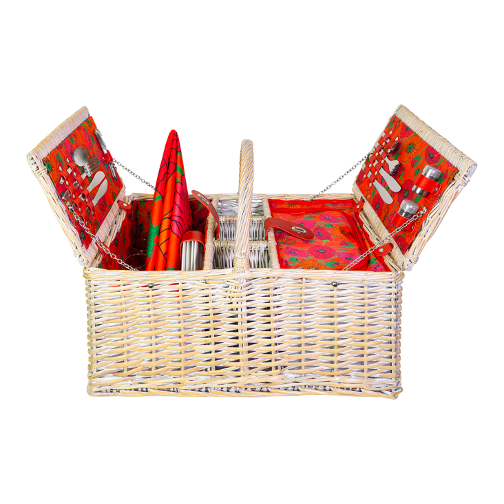 Cestino da picnic rosso vimini 50 x 36 x 40 cm Déjeuner sur l'herbe ...