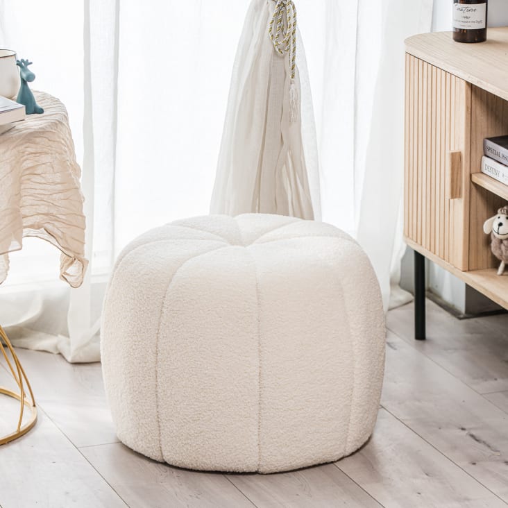 Puf en lana blanca | Maisons du Monde