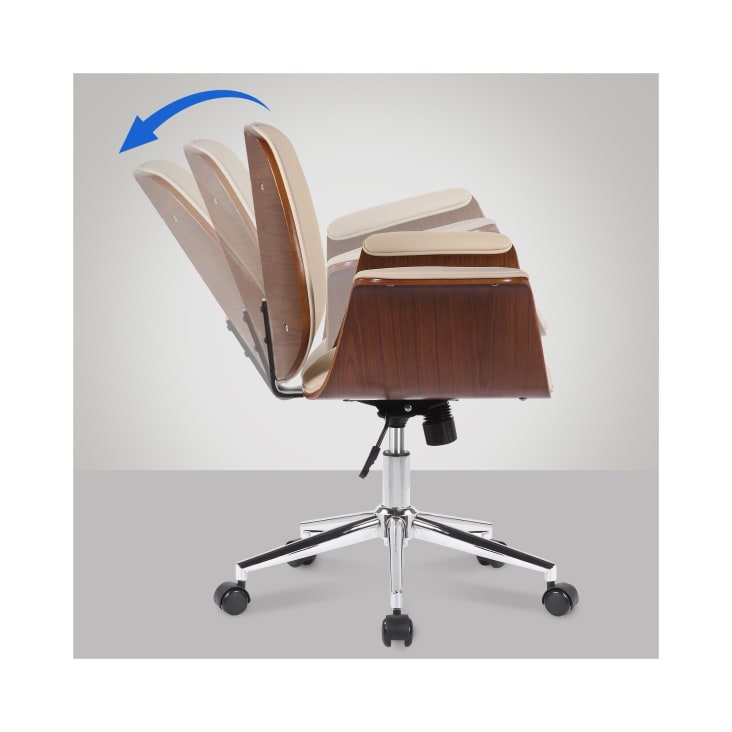 Silla de oficina giratoria regulable en madera nogal/crema Kemberg ...