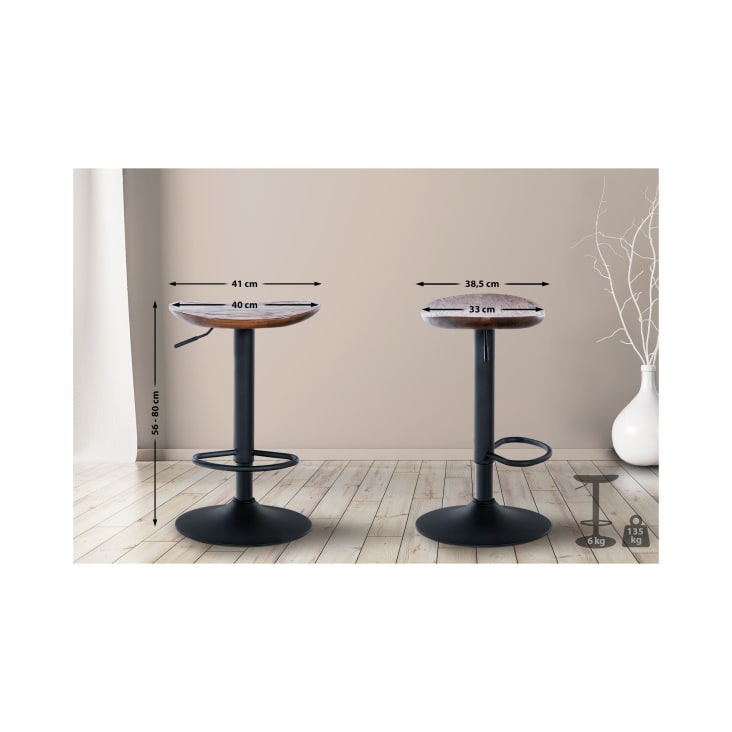 Set di 2 sgabelli da bar regolabili in Legno Colore Noce SKELDE ...