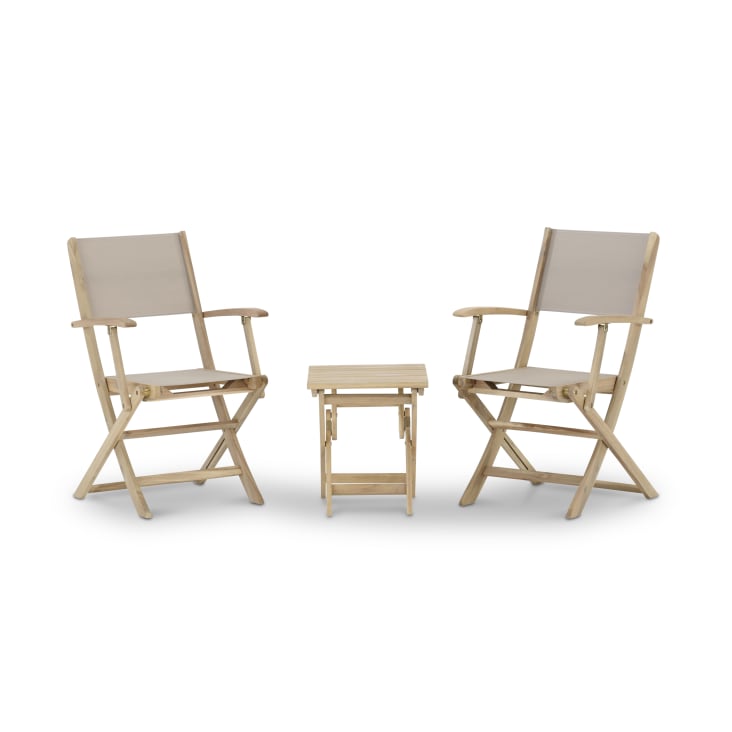 Set balcon table basse 40x40x45cm + 2 chaises beige textilene JAVA ...