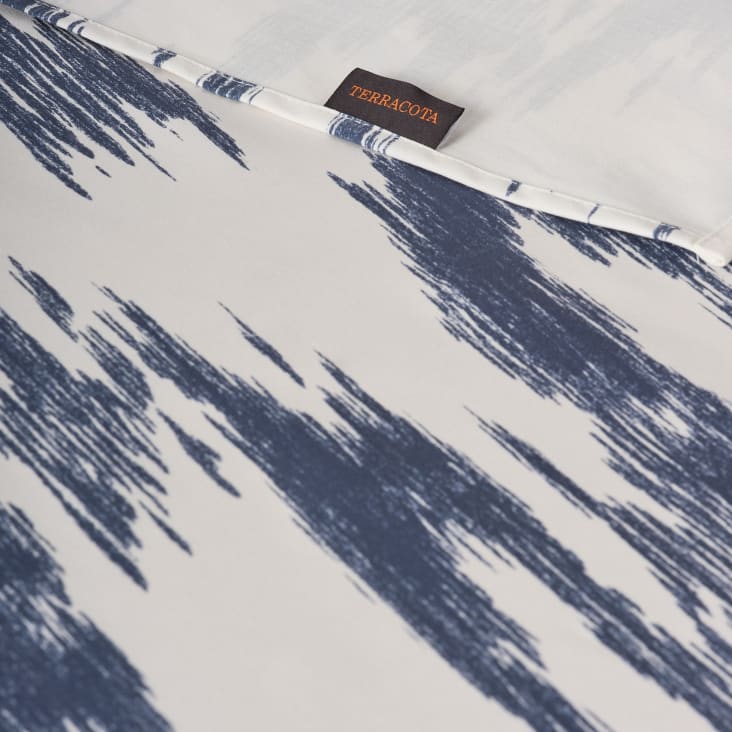 Nappe en coton avec un effet marbré bleu et écru 155x155 cm Mahón azul ...