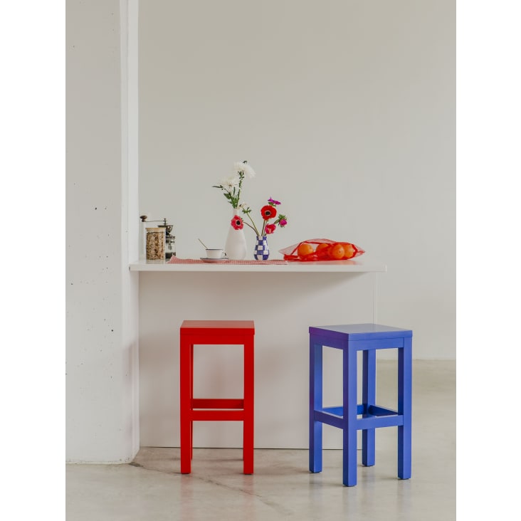 Taburete lacado pino 65cm Rojo Llama BLOCKIE-AXEL | Maisons du Monde