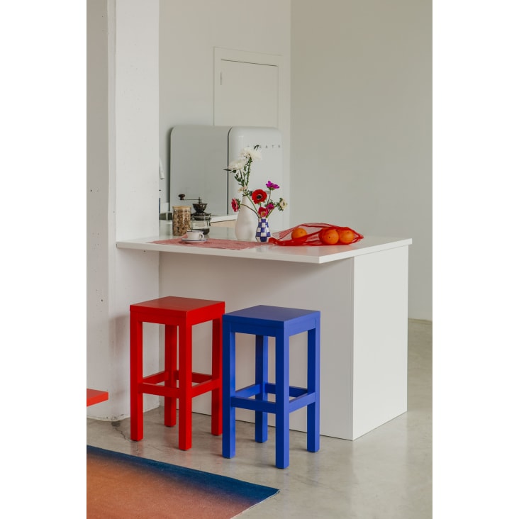 2er Set Hocker aus massiver Kiefer, 65 cm hoch, preußischblau lackiert BLOCKIE-AXEL | Maisons du ...