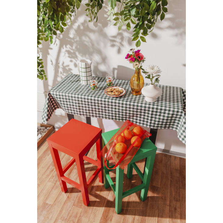 Set 2 taburetes lacados pino 75cm Rojo Llama BLOCKIE-AXEL | Maisons du ...