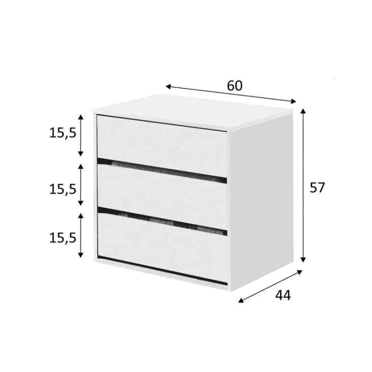Cassettone 3 cassetti truciolato bianco 60x57x44cm MAYA | Maisons du Monde