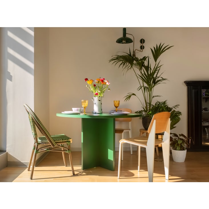 Mesa de comedor redonda tablero laminado de 3cm verde cedro 120cm ...