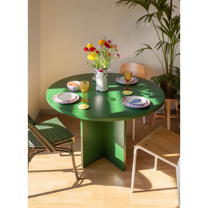 Mesa de comedor redonda tablero laminado de 3cm verde cedro 120cm ...