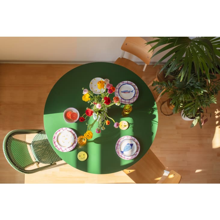 Mesa de comedor redonda tablero laminado de 3cm verde cedro 120cm ...