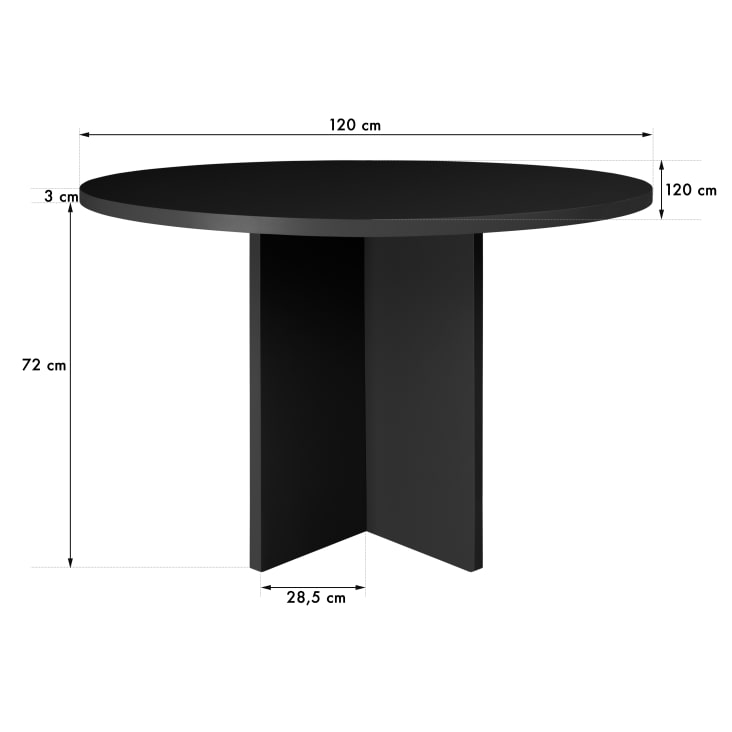 Runder Esstisch aus lackiertem MDF 3 cm in Schwarz, 120 cm. BLOCKIE ...