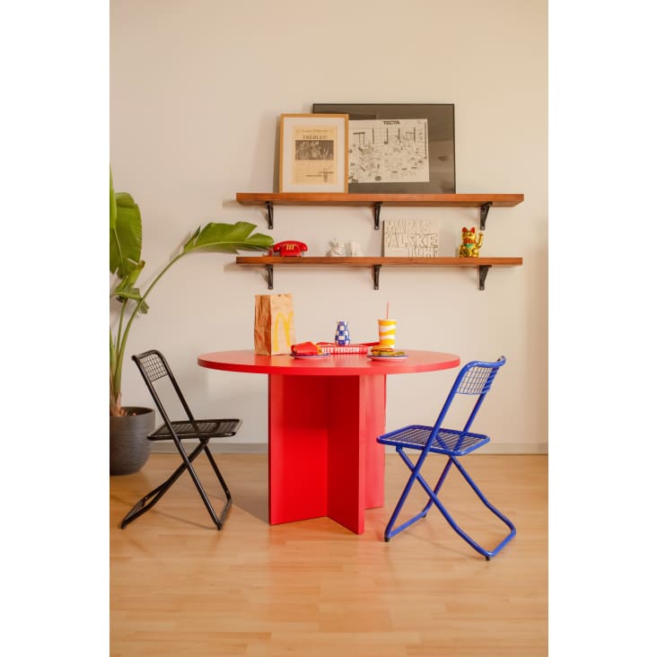 Table à manger en panneau stratifié de 3cm Rouge Flamme 120cm Blockie ...
