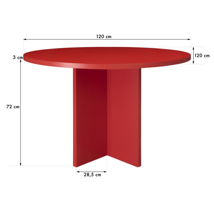 Table à manger en panneau stratifié de 3cm Rouge Flamme 120cm Blockie ...
