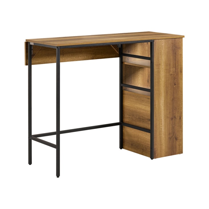 Table de bar avec 1 plateau rabattable effet bois marron | Maisons du Monde