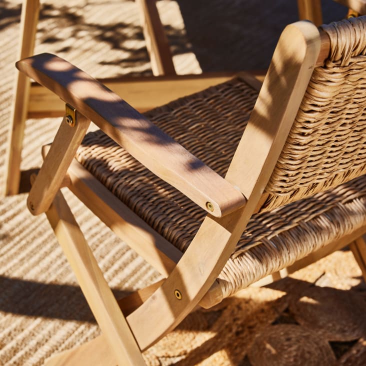 Set balcon table 40x40x45cm 2 fauteuils rotin synthétique Java light ...