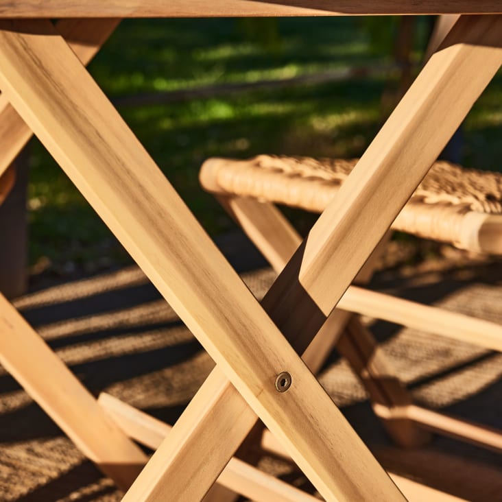 Conjunto mesa plegable redonda 90cm + 4 sillones ratán sintético Java ...