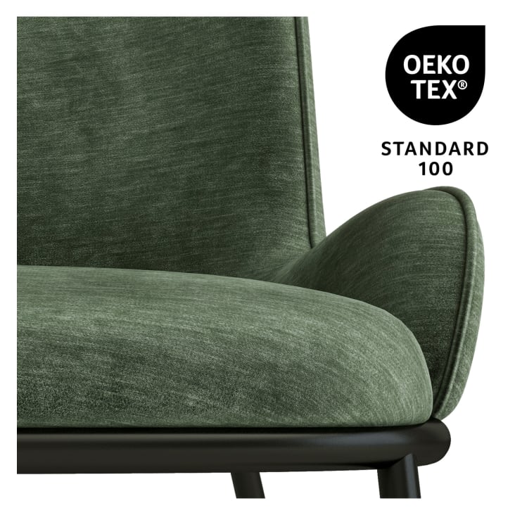 Sillón, tejido verde y patas negro mate ALVIN | Maisons du Monde