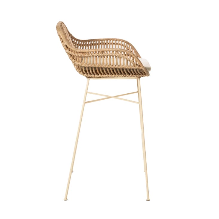 Lot de 2 tabourets de bar en rotin pieds beiges 76cm - Beige Nunuhai ...