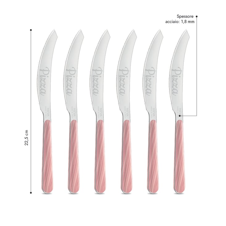 Set coltelli pizza acciaio inossidabile manico effetto legno ABETE ROSA ...