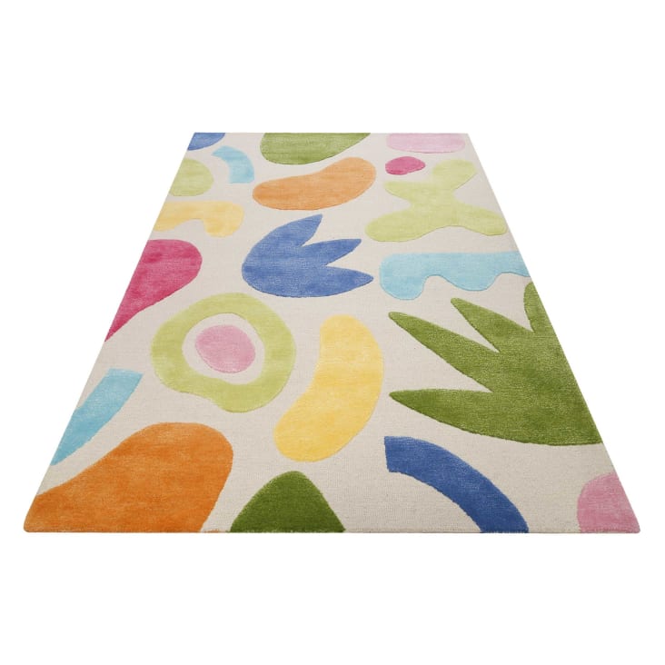 Tappeto per bambini a pelo ras e motivi colorati, sfondo beige 110x170 ...