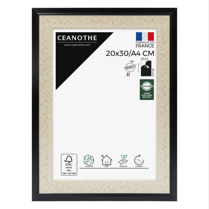Cadre photo noir 20x30/A4 cm résine recyclée PALMA | Maisons du Monde