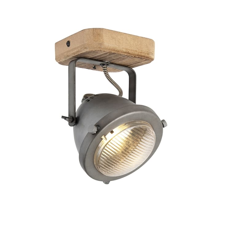 Faretto industriale orientabile in acciaio nero e legno Emado | Maisons ...