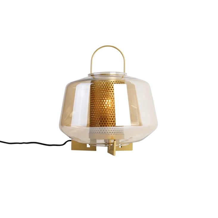 Lampe de table en verre doré/laiton Kevin | Maisons du Monde