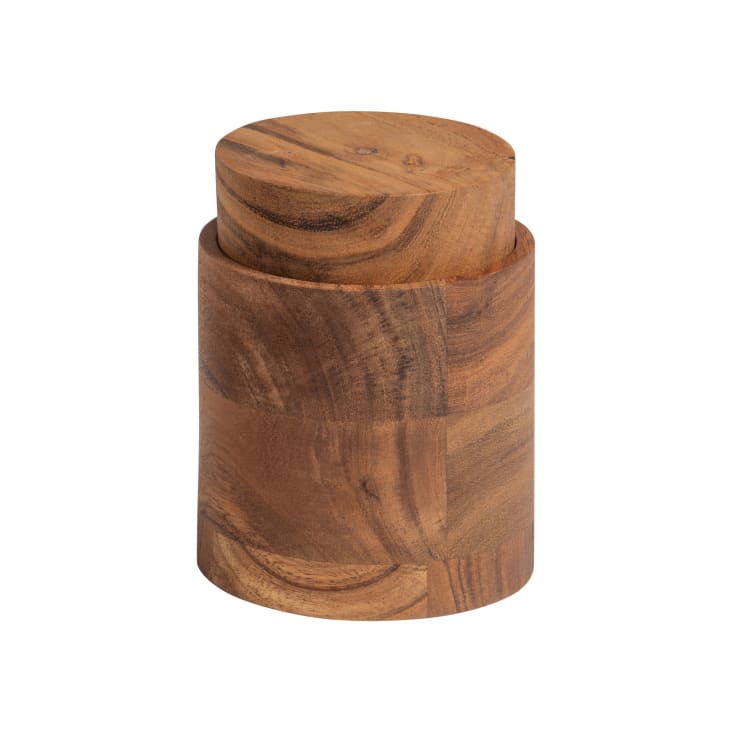 Pot avec couvercle en bois d'acacia beige H12xD9 Opal | Maisons du Monde